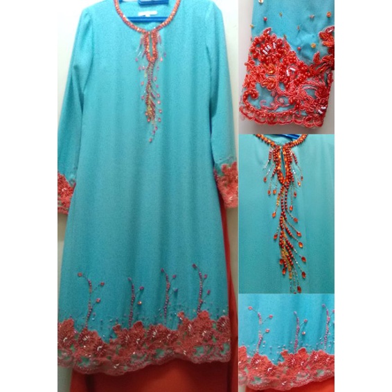 Preloved Dress Baju Kurung Moden saiz 36 (Manik Turquoise Orange ...