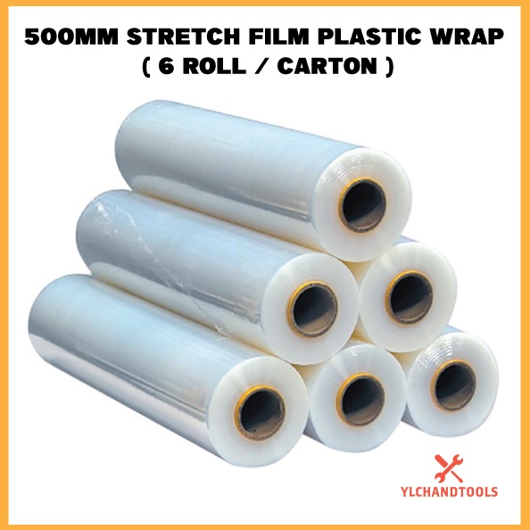 500MM X 1.6KG STRETCH FILM PLASTIC WRAP -CORE 0.2KG ( 6 ROLL / CARTON ...