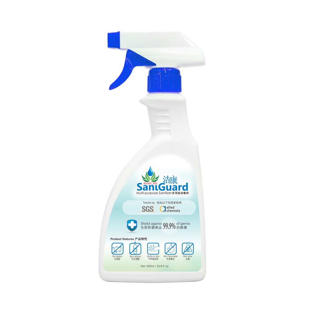 Hand Sanitizer 500ml Saniguard Non -Alcohol,Non Toxic, No residue ...