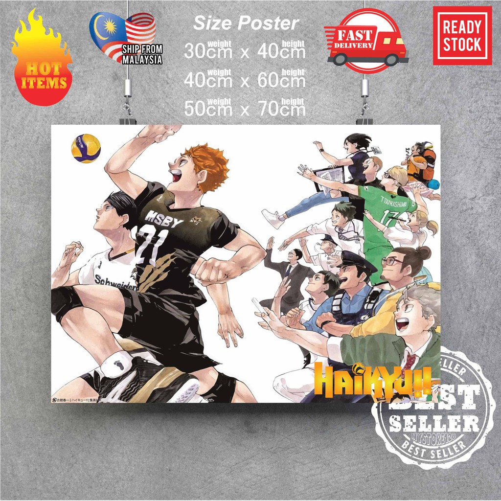 [EADY STOCK] Haikyuu!! poster Hinata Shoyo kageyama tobio poster ...