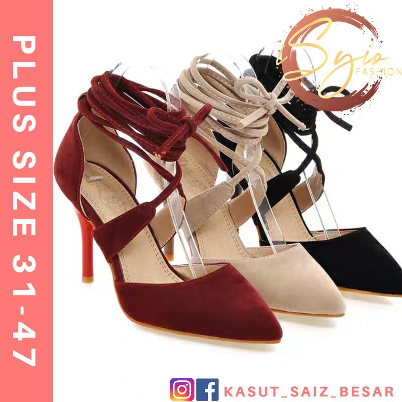 Plus size Fashion new women's pumps high heels, red pointed suede strap ...