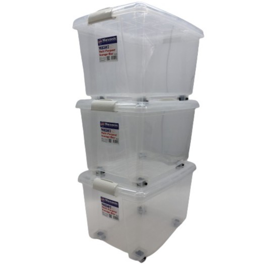 32L STORAGE BOX WITH WHEELS|TRANSPARENT HEAVY DUTY MULTIPURPOSE STORAGE ...
