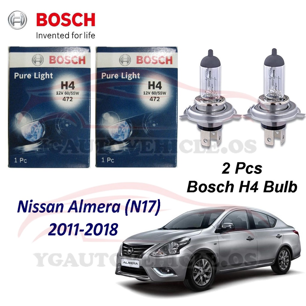 Nissan Almera(N17) Headlamp Light Bulb Bosch H4 12V 55W/100W 2Pcs ...