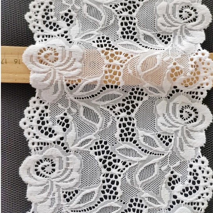 1meter Lace Lebar 6inchi Wide Elastic lace Black white lace bergetah ...