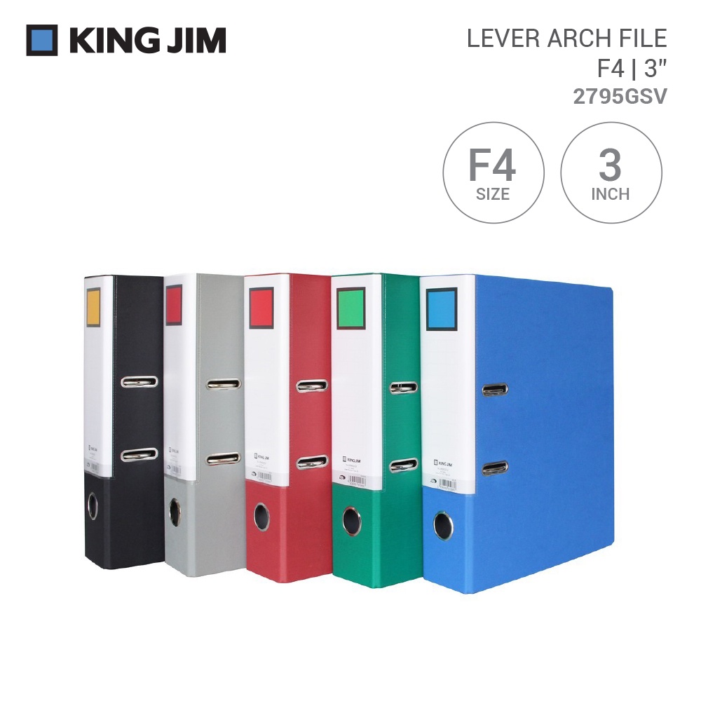 KING JIM 2795GSV Lever Arch File F4 | 3 Inch (Approx. Capacity 500 ...