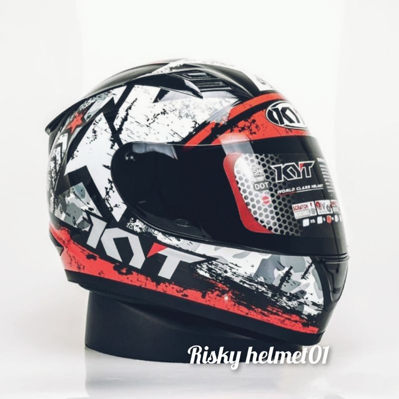 Kyt r10 series 3 full face helmet black white red original | Shopee ...