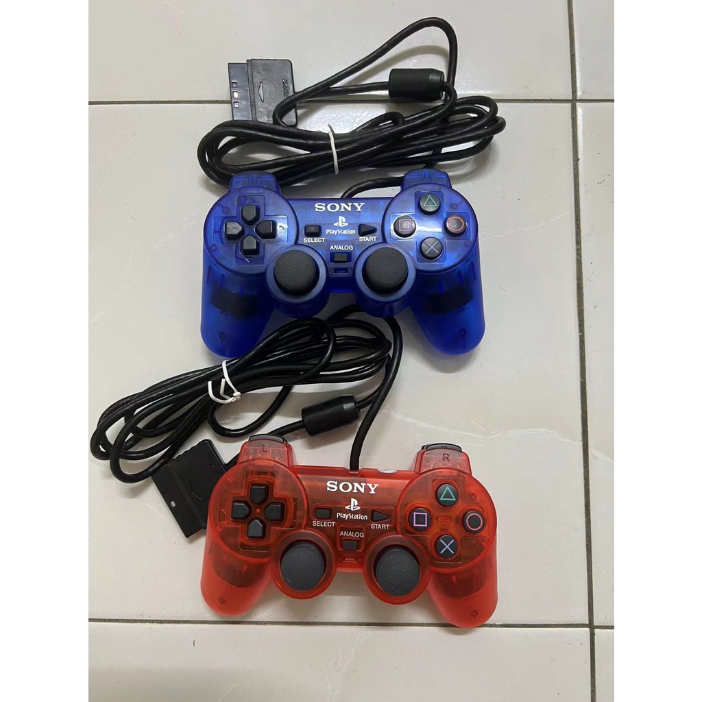 PS2 Transperant Analog Dual Shock Wired Controller (OEM ORI Double ...