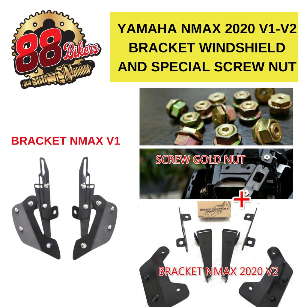 YAMAHA NMAX 2020 V1-V2 BRACKET WINDSHIELD AND SPECIAL SCREW NUT ...