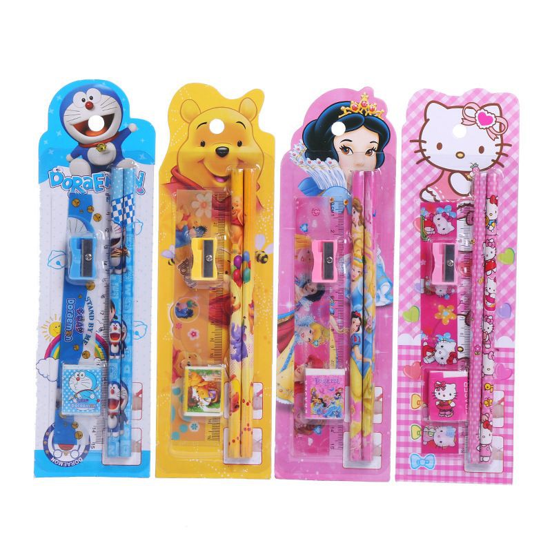 Stationery Gift Set Cartoon Pencil Ruler Eraser Sharpener for Children ...