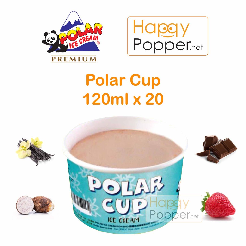 HAPPYPOLAR Polar Ice Cream 120ml x 20 cups Vanilla Chocolate Strawberry ...