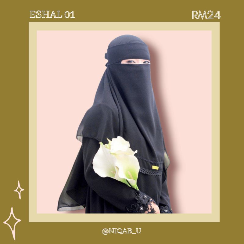 BAHEERA, NIQAB ESHAL 01, NIQAB LACE, NIQAB SULAM, NIQAB HITAM, NIQAB ...