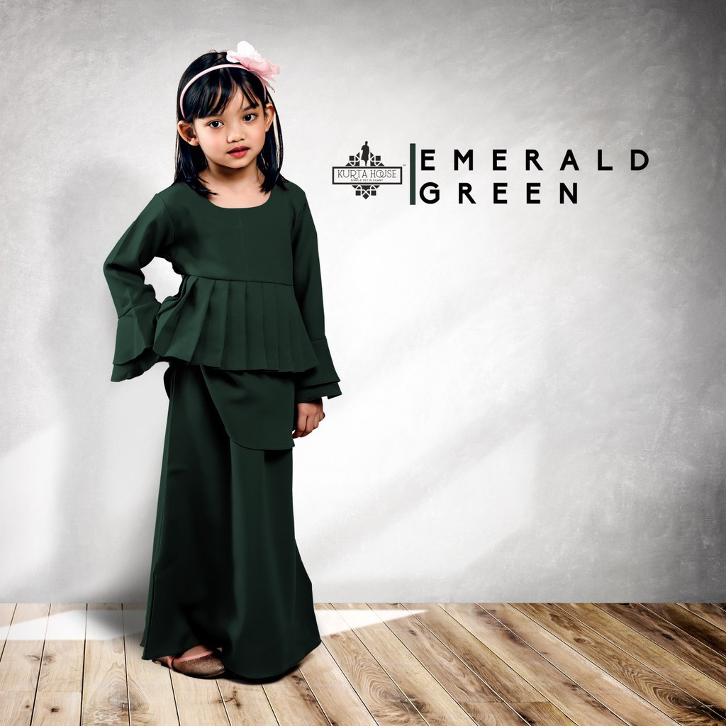 (Emerald Green) Kurung Kids / Baju Kurung Kanak-Kanak / Baju Kurung Budak / Baju Raya | Shopee ...