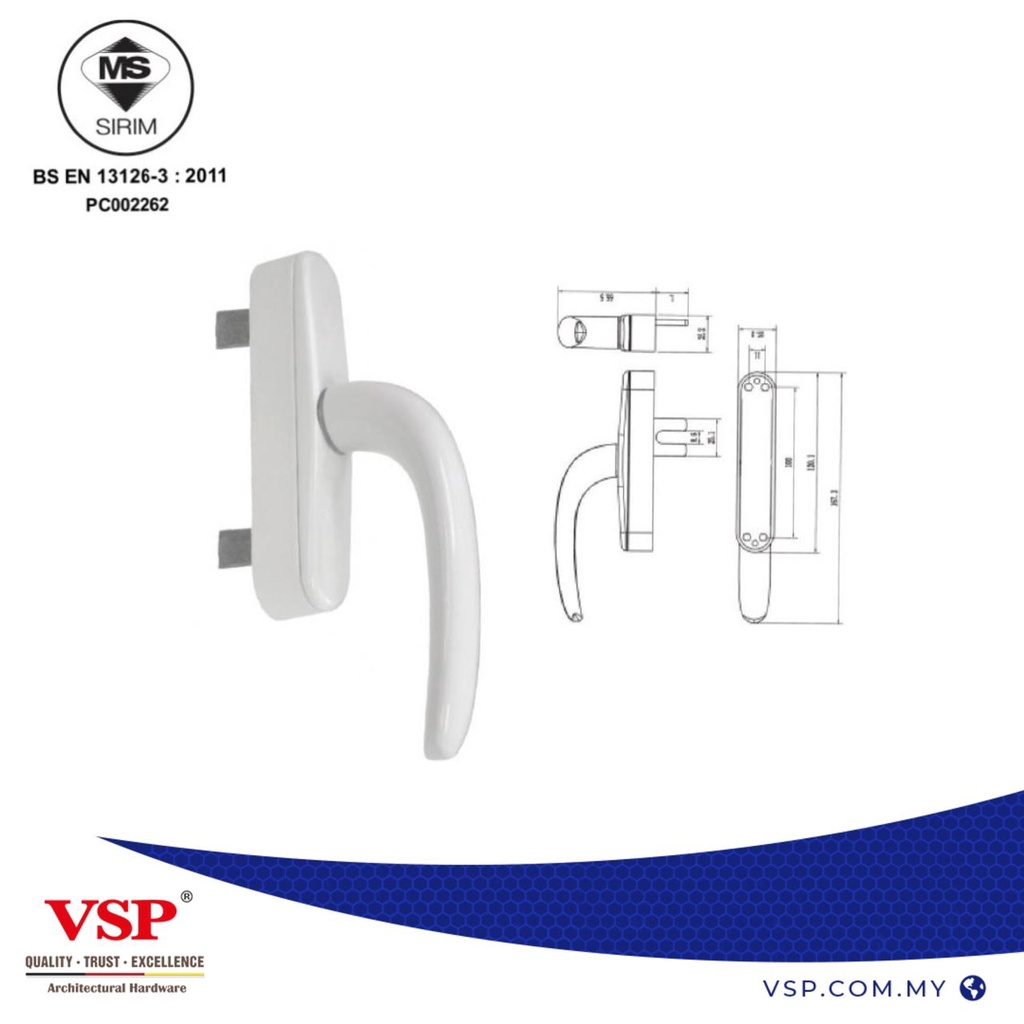 100VS - VSP-MH-021 Artesa Multipoint Handle with Double Accessories ...