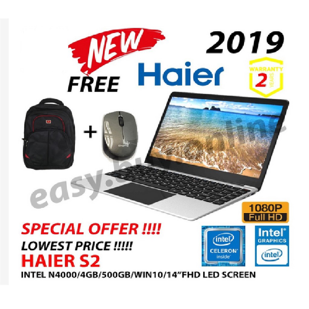 HAIER S2 NOTEBOOK/INTEL CELERON N4000/4GB DDR4/500GB HDD/14" FHD LED ...