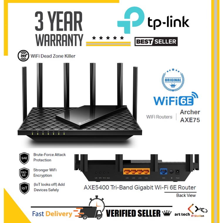 TP-LINK ARCHER AXE75 [AXE5400] WIFI 6E 6GHZ TRI-BAND WIRELESS WIFI ...