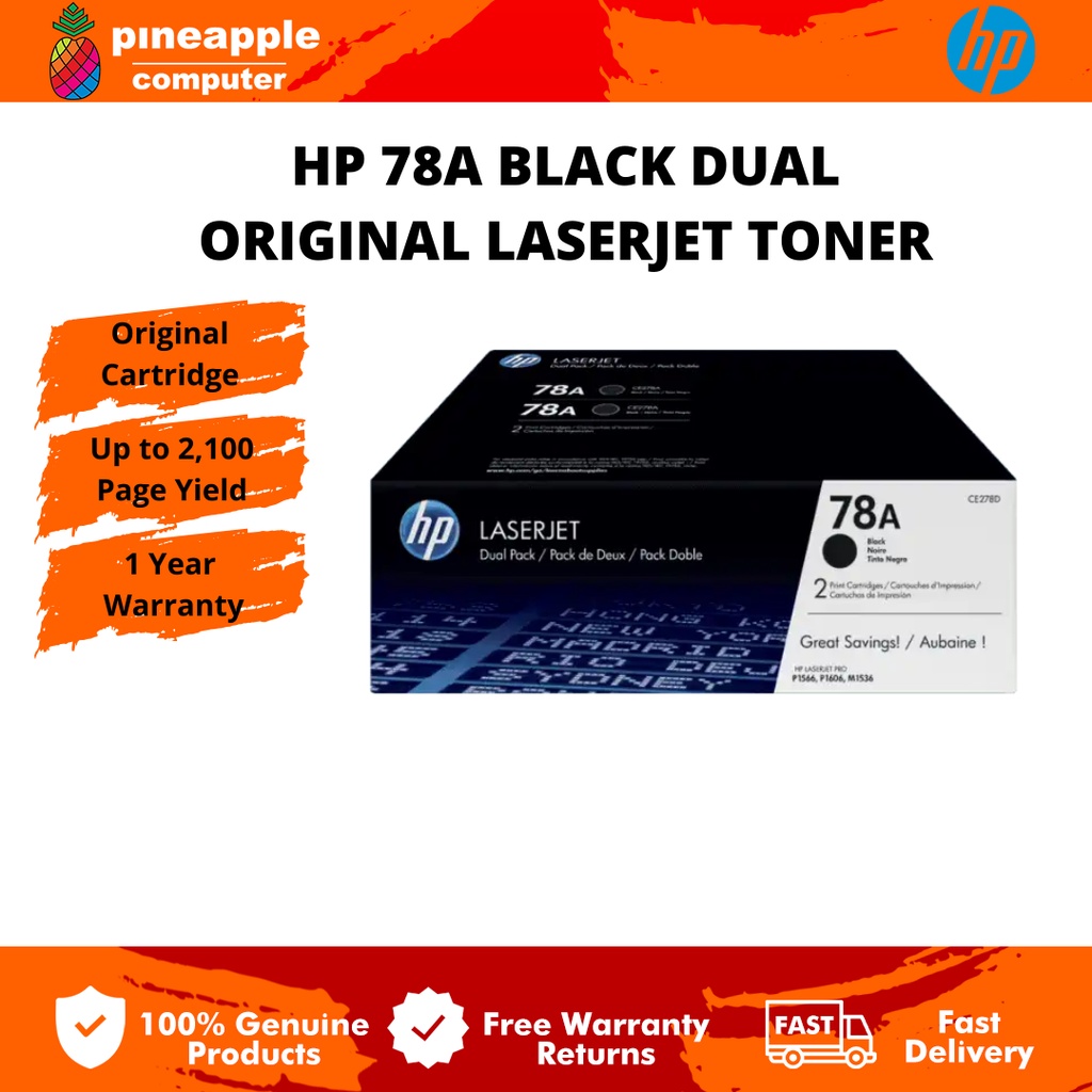 HP 78A 2-pack Black Original LaserJet Toner Cartridges (CE278AD ...