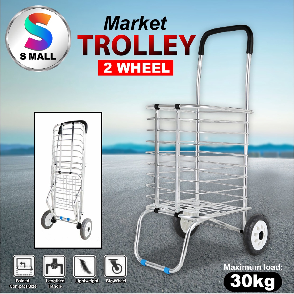 S MALL Foldable Folding Aluminum Shopping Supermarket Trolley / Troli ...