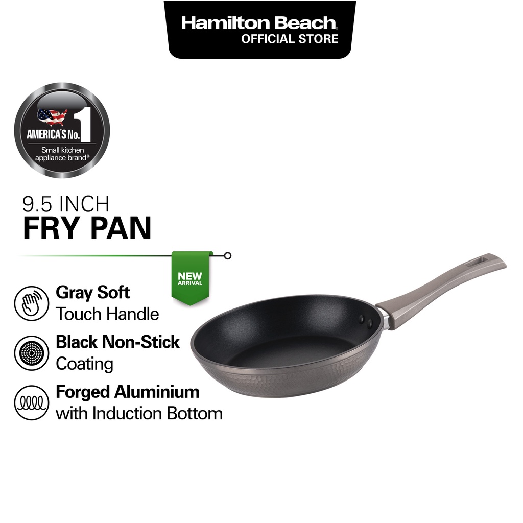 Hamilton Beach Hammered Forged Aluminum Fry Pan 9.5in (24cm), Non-Stick ...