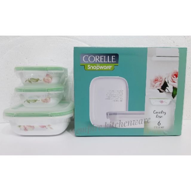 Corelle snapware 6pcs with lids | Country Rose | Shopee Malaysia