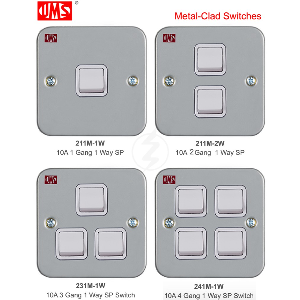 UMS Metal Clad Switch 1GANG, 2GANG, 3GANG, 4GANG (SIRIM) | Shopee Malaysia