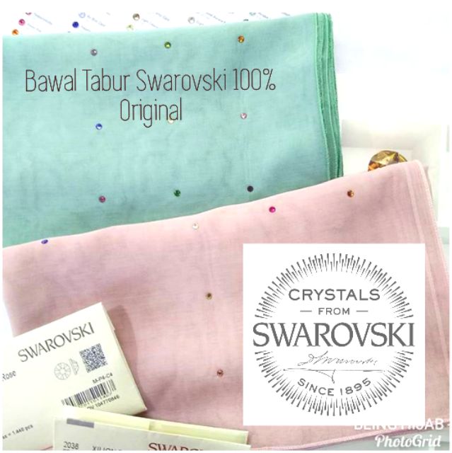 Tudung Bawal Swarovski Original | Tabur 60 biji Crystals | Cotton Voile Premium | Senang Bentuk ...