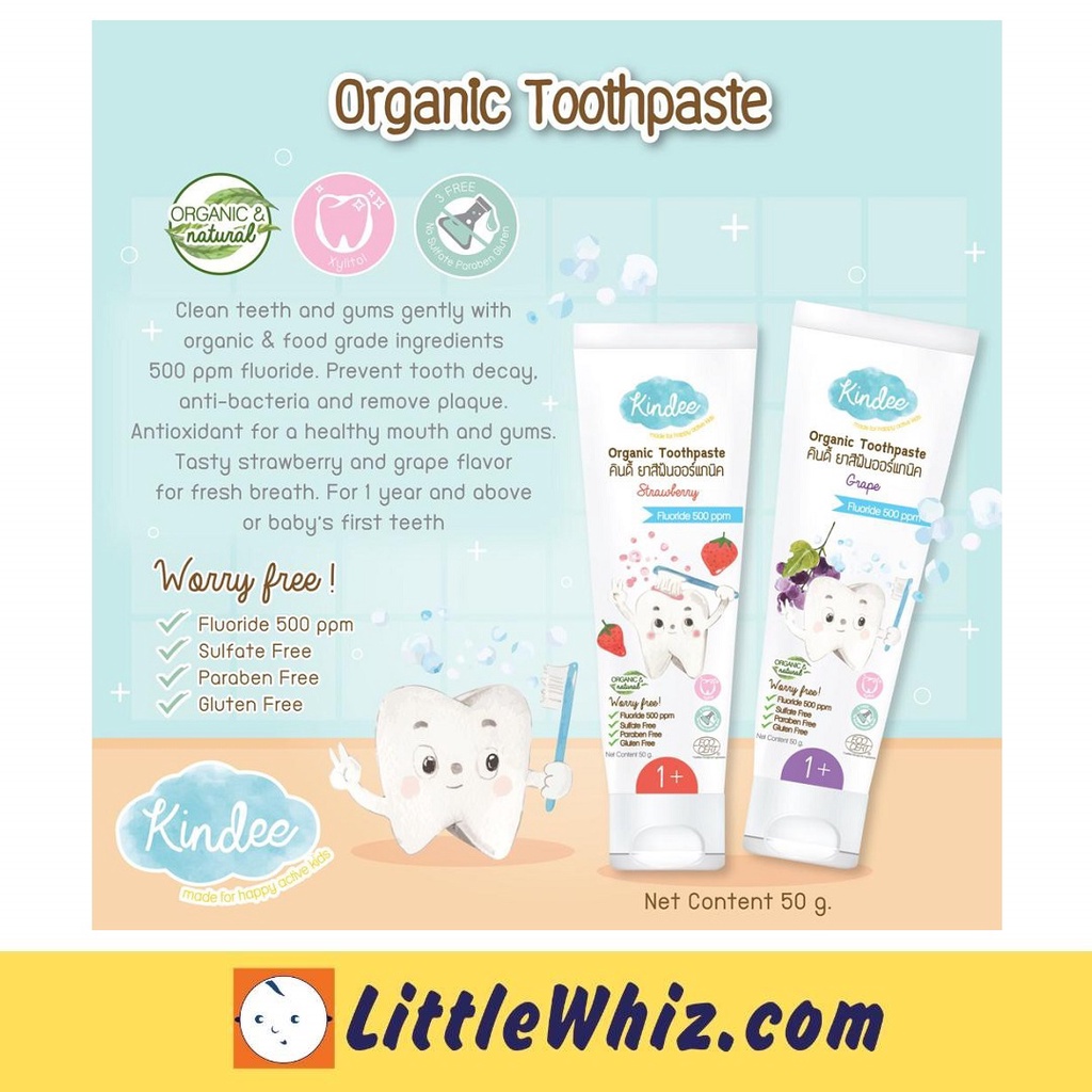 Kindee: Organic Toothpaste - Grape / Strawberry 50G | Shopee Malaysia