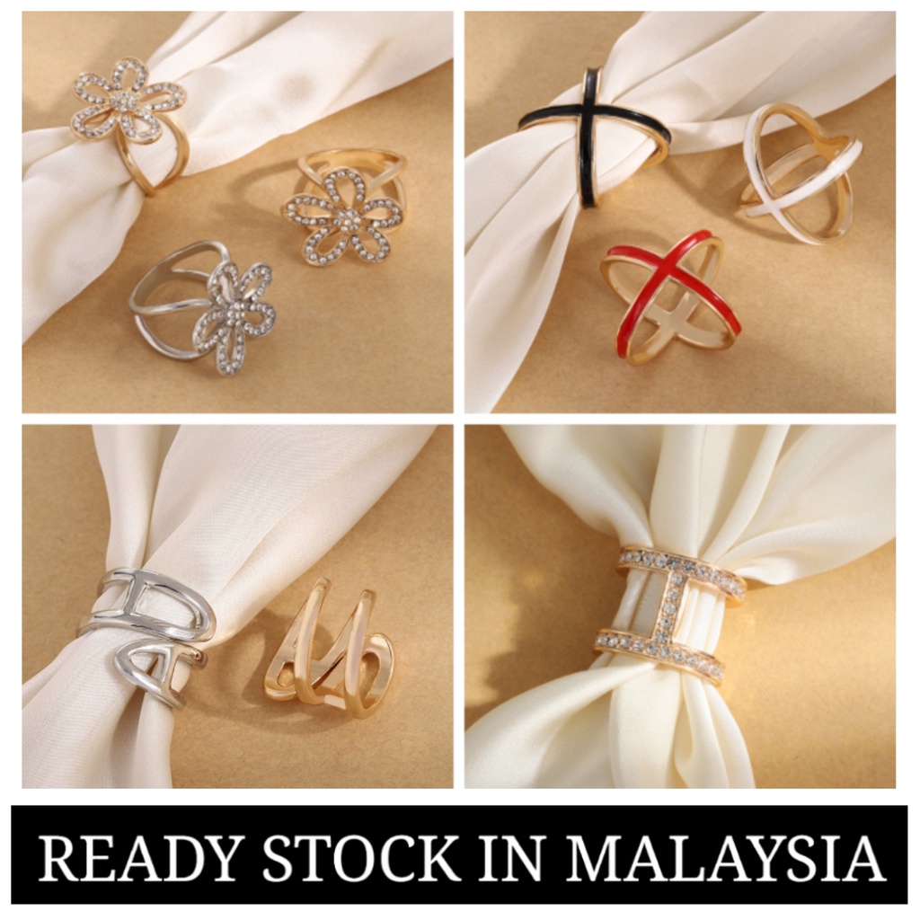 Premium Korean Alloy Scarf Ring Shawl Buckle Muslimah Hijab Pin ...