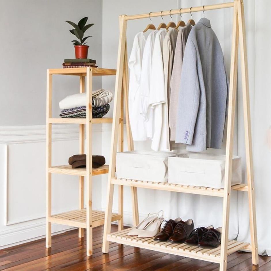 Wooden clothes hanging shelf, 2-tier a-shaped clothes rack (imported ...