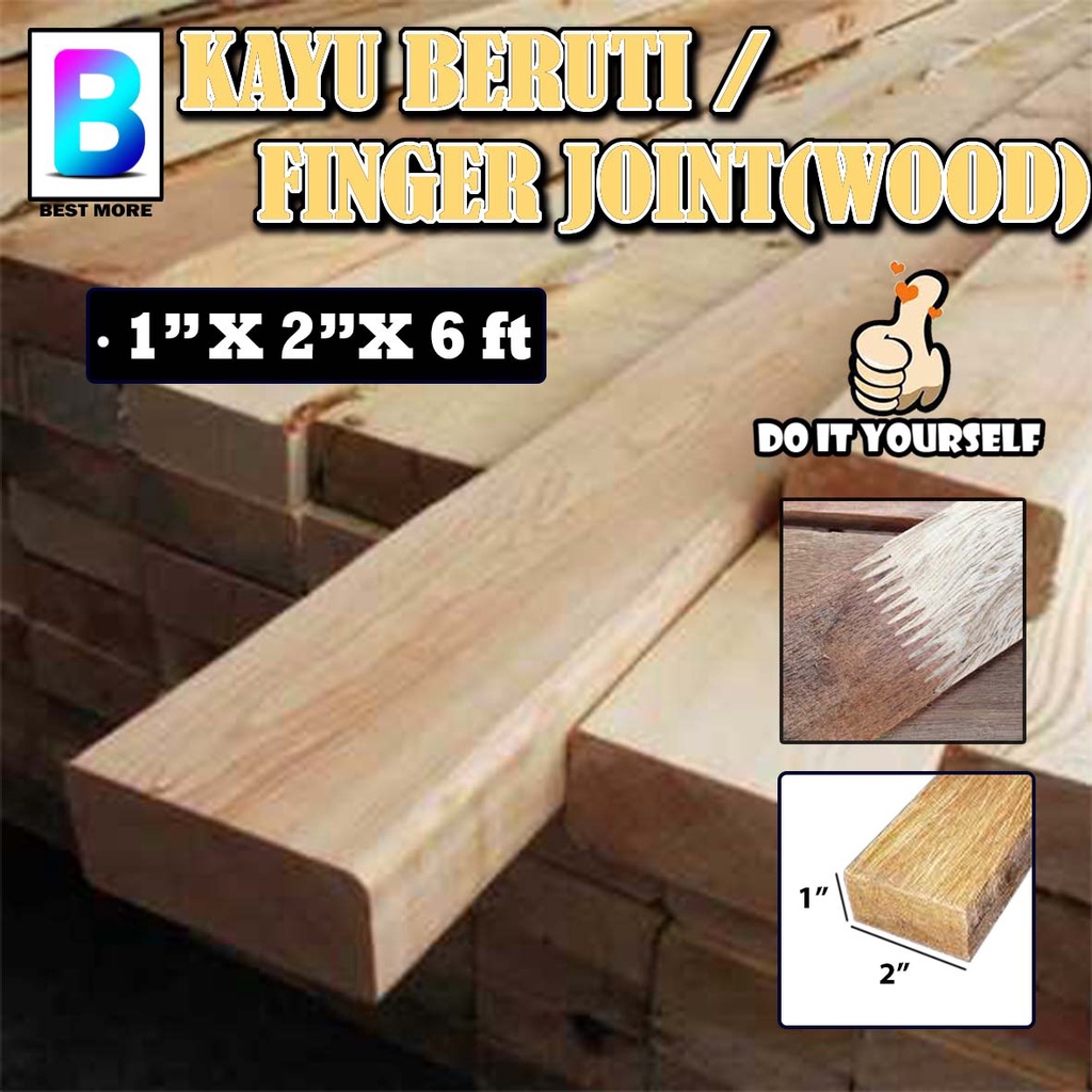 KAYU BERUTI / FINGER JOINT WOOD (1" x 2" x 6ft ) | Shopee Malaysia