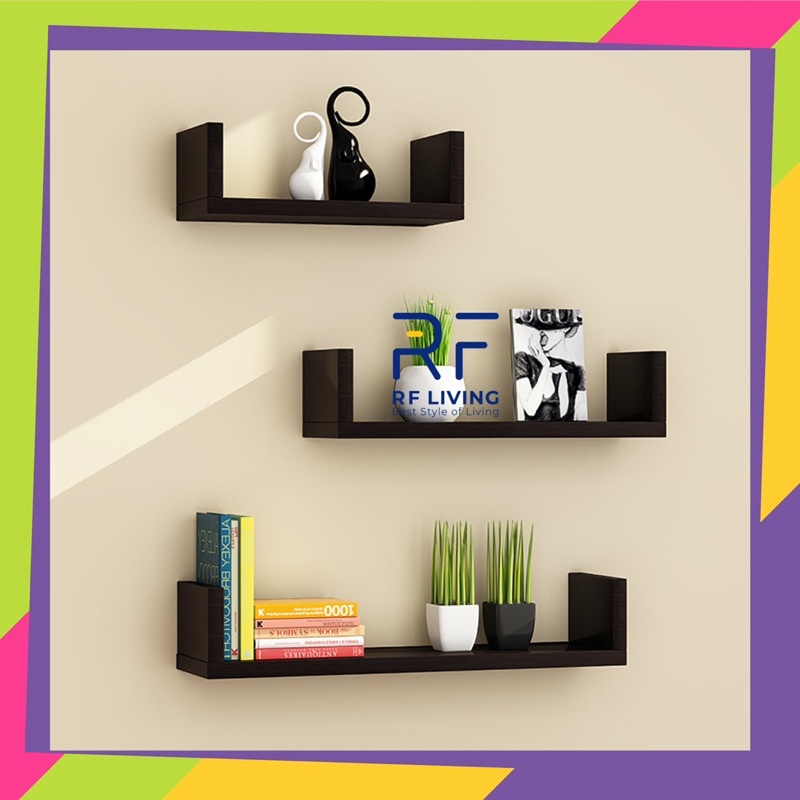 RF Living (3 in 1 ) U Shape Shelf Cube Wall Shelf Decoration for Office ...