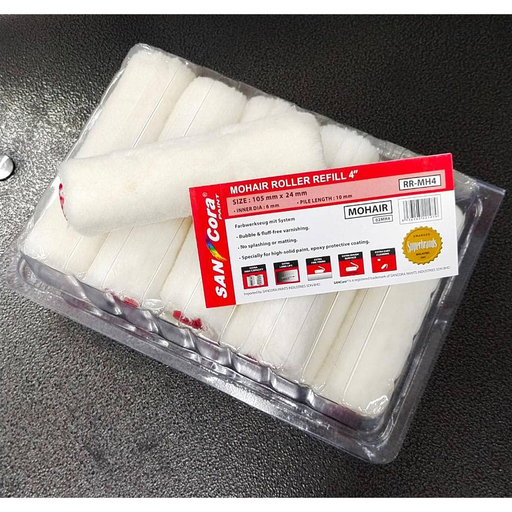 SANCORA MOHAIR ROLLER REFILL 4'' / SANCORA MINI ROLLER REFILL 2" Can Use Gloss Paint / Untuk Cat ...