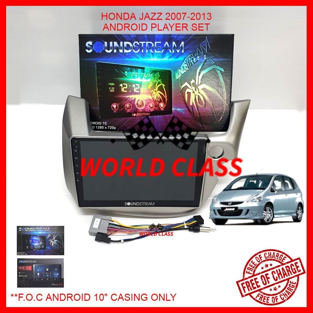 HONDA JAZZ 2008-2013 SOUNDSTREAM 10" ANDROID IPS PLAYER FULL HD SCREEN ...