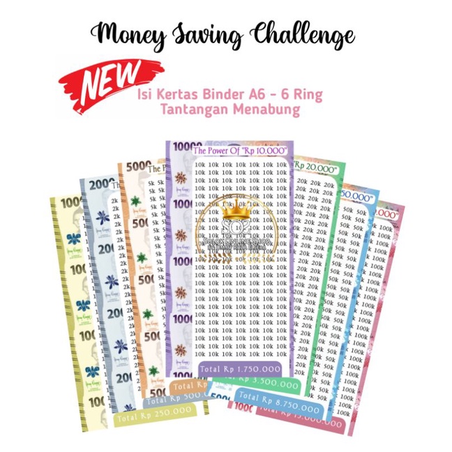 Money Saving Challenge Filled With A6 Binder Paper - Saving Challenge ...