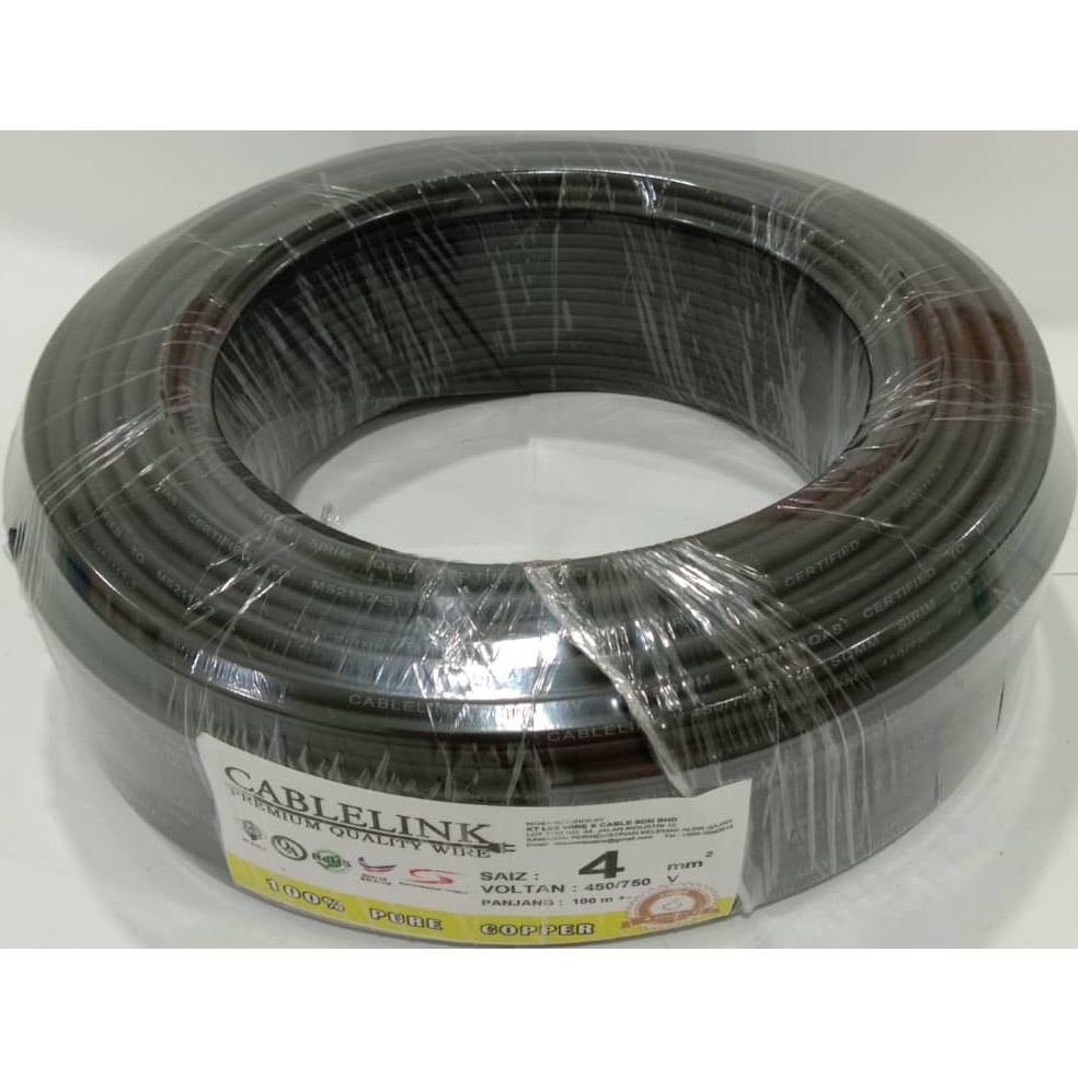 4mm CABLELINK PVC Cable (SIRIM) 100% PURE COPPER / ELECTRIC PVC CABLE ...