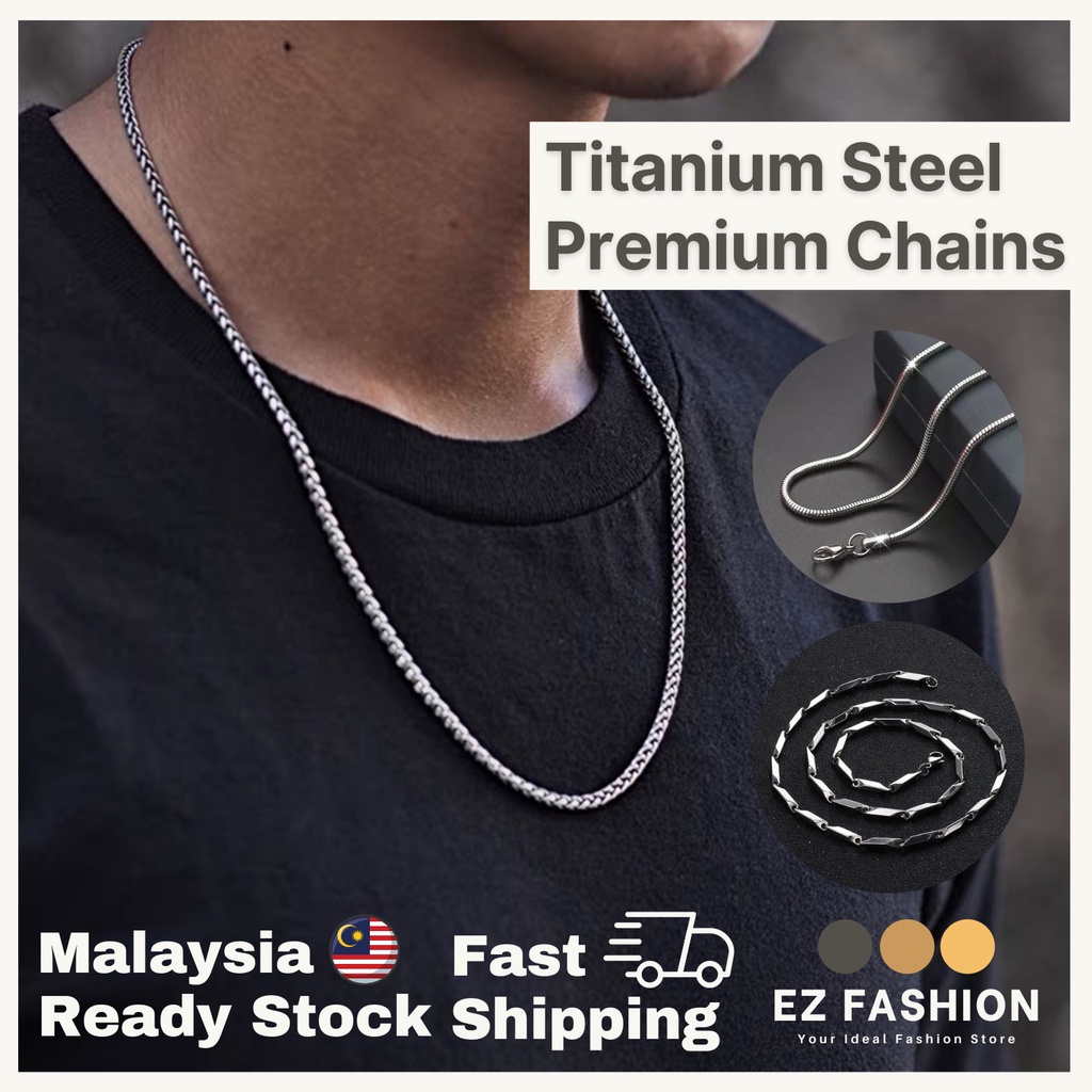 [ReadyStock] Premium Men Necklace Titanium Stainless Steel Chain Hip ...