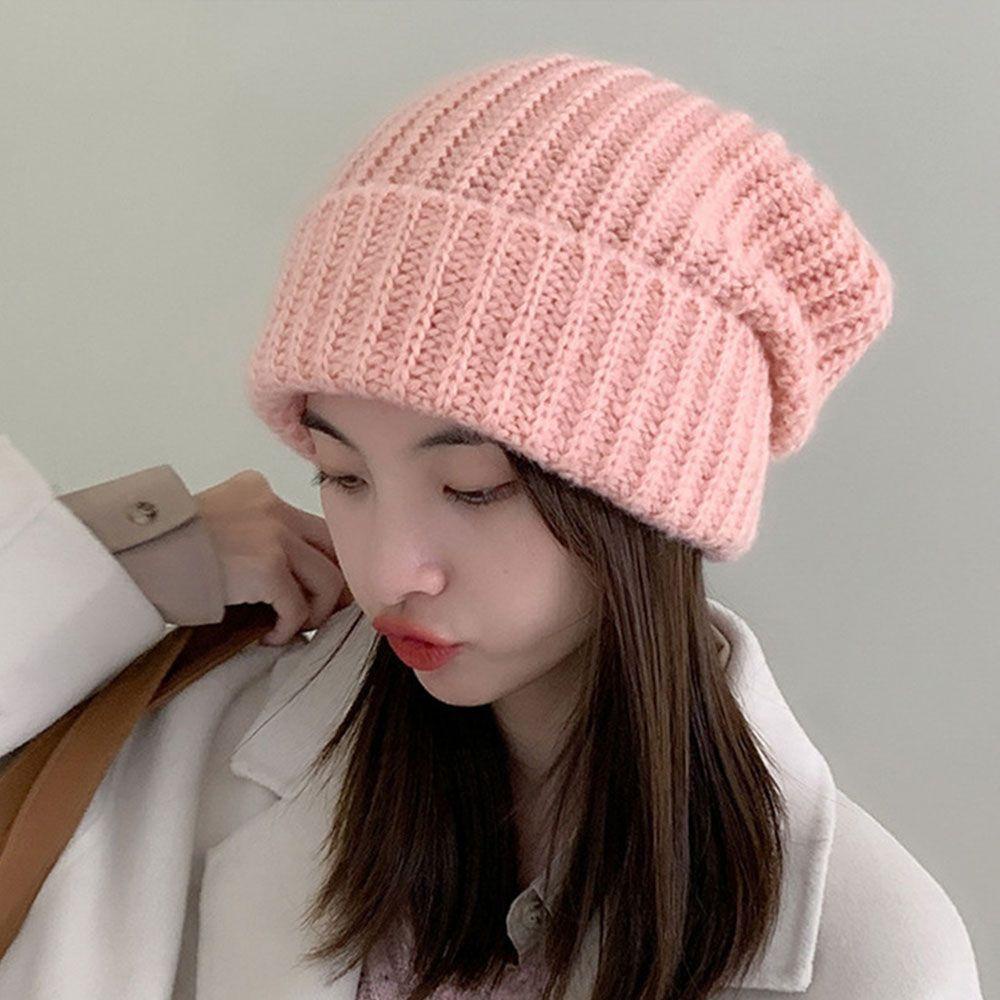 OKDSHOP Knitted Beanies High Quality Ladies Casual Cap Solid Cute ...