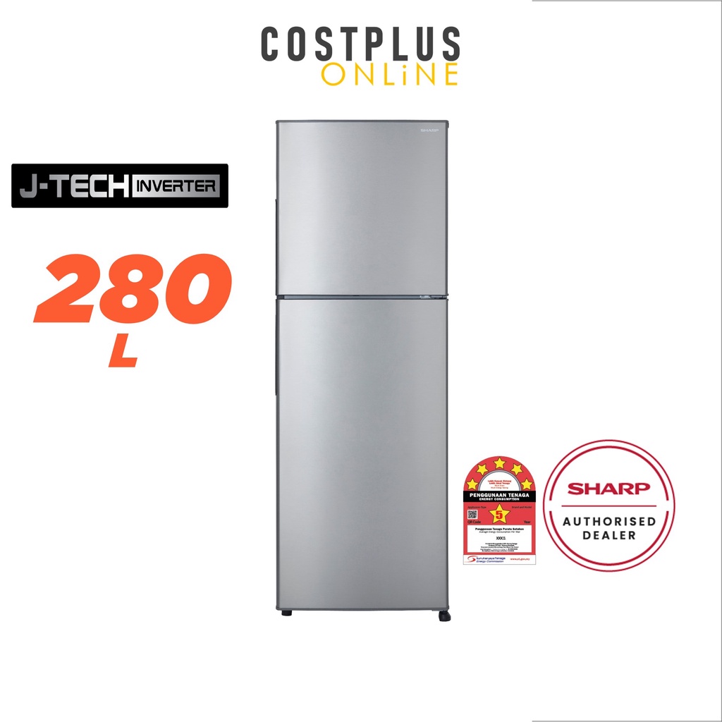 Sharp Fridge Refrigerator J-Tech Inverter 2 Door 280L SJ286MSS with ...