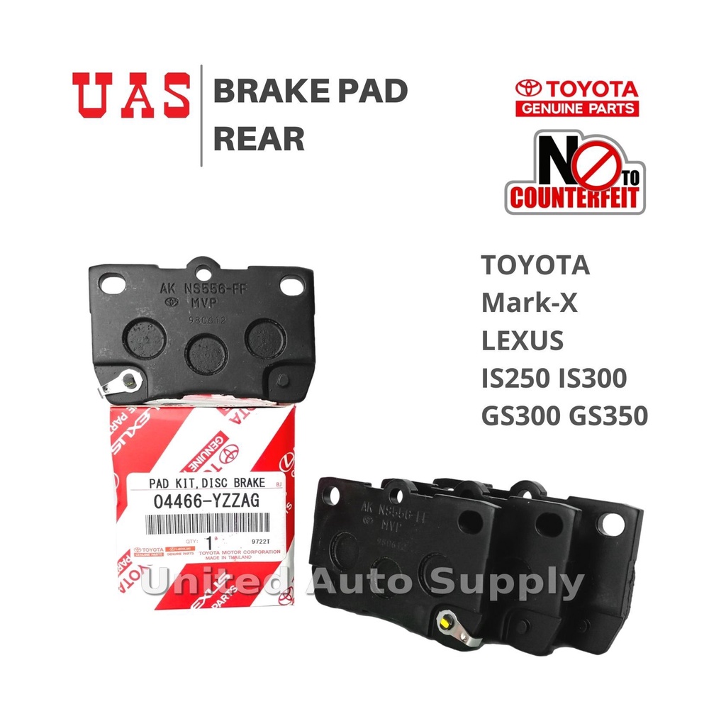 TOYOTA Brake Pad Rear For LEXUS IS250 IS300 GS300 GS350 Mark X GRX120 ...