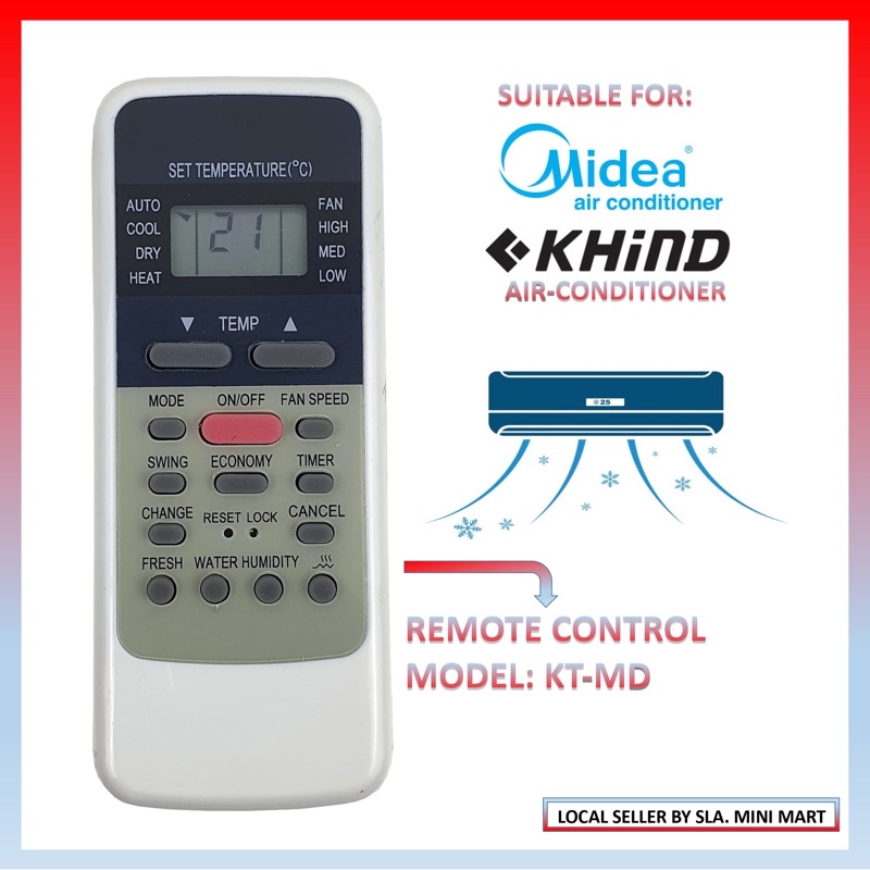 MIDEA/ KHIND AIRCOND REMOTE CONTROL KT-MD (FOR MIDEA/KHIND REPLACEMENT) | Shopee Malaysia