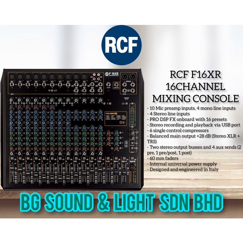 RCF F16XR 16-CHANNEL MIXING CONSOLE WITH MULTI-FX & RECORDING ( F16 ...