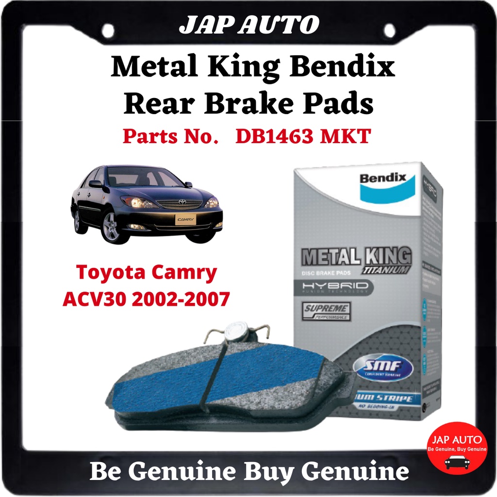 1 Set x Bendix Metal King Rear Brake Pad - Toyota Camry ACV30 2002-2007 ...