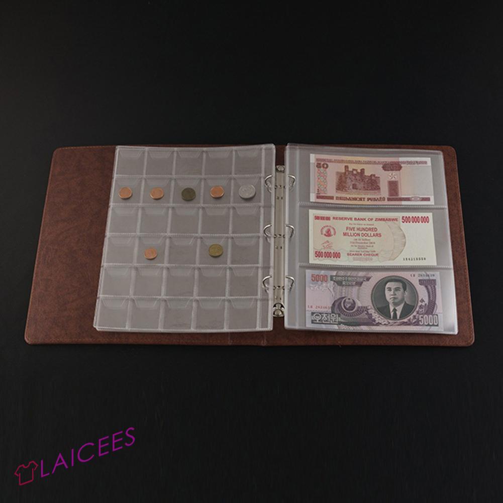 LAICEE PVC Plastic Coin Holder Album Pages Money Storage Collection ...