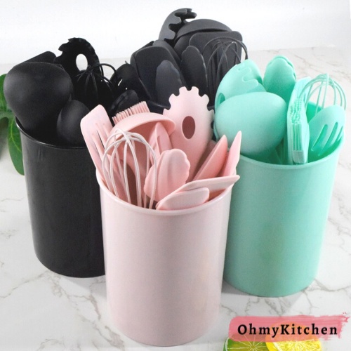 12Mini Set Silicone Kitchen Cooking Tools with Bucket Non-Stick ...
