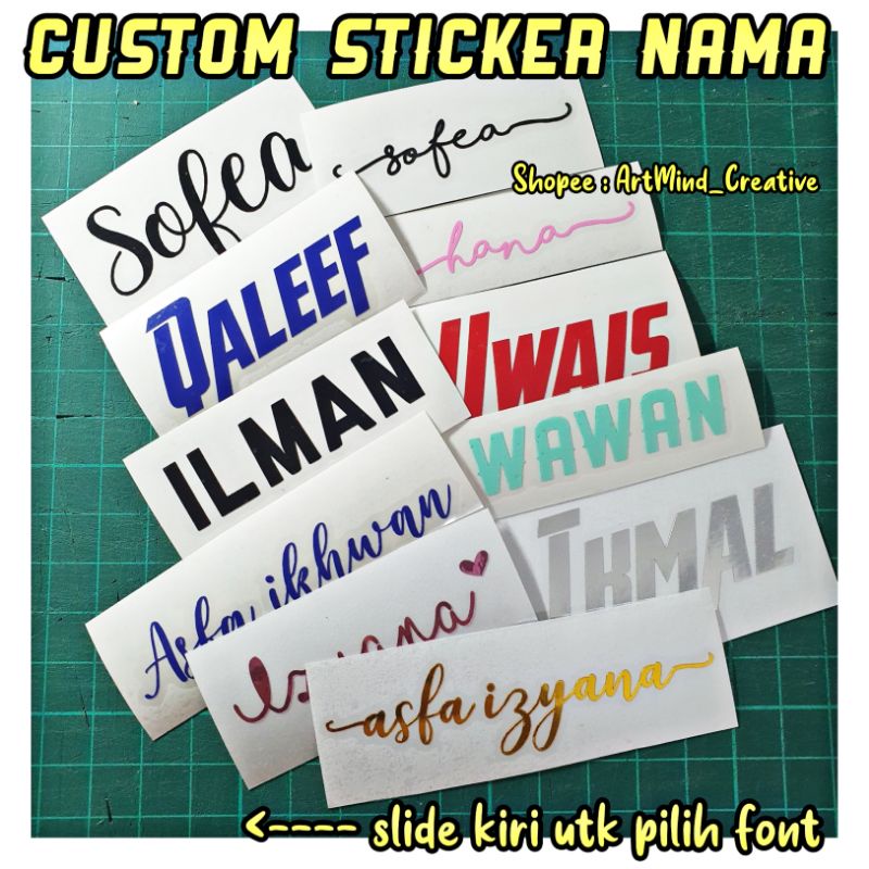 (CUSTOM) Sticker Nama Vinyl untuk Smartphone / Brand / Laptop / Motor ...