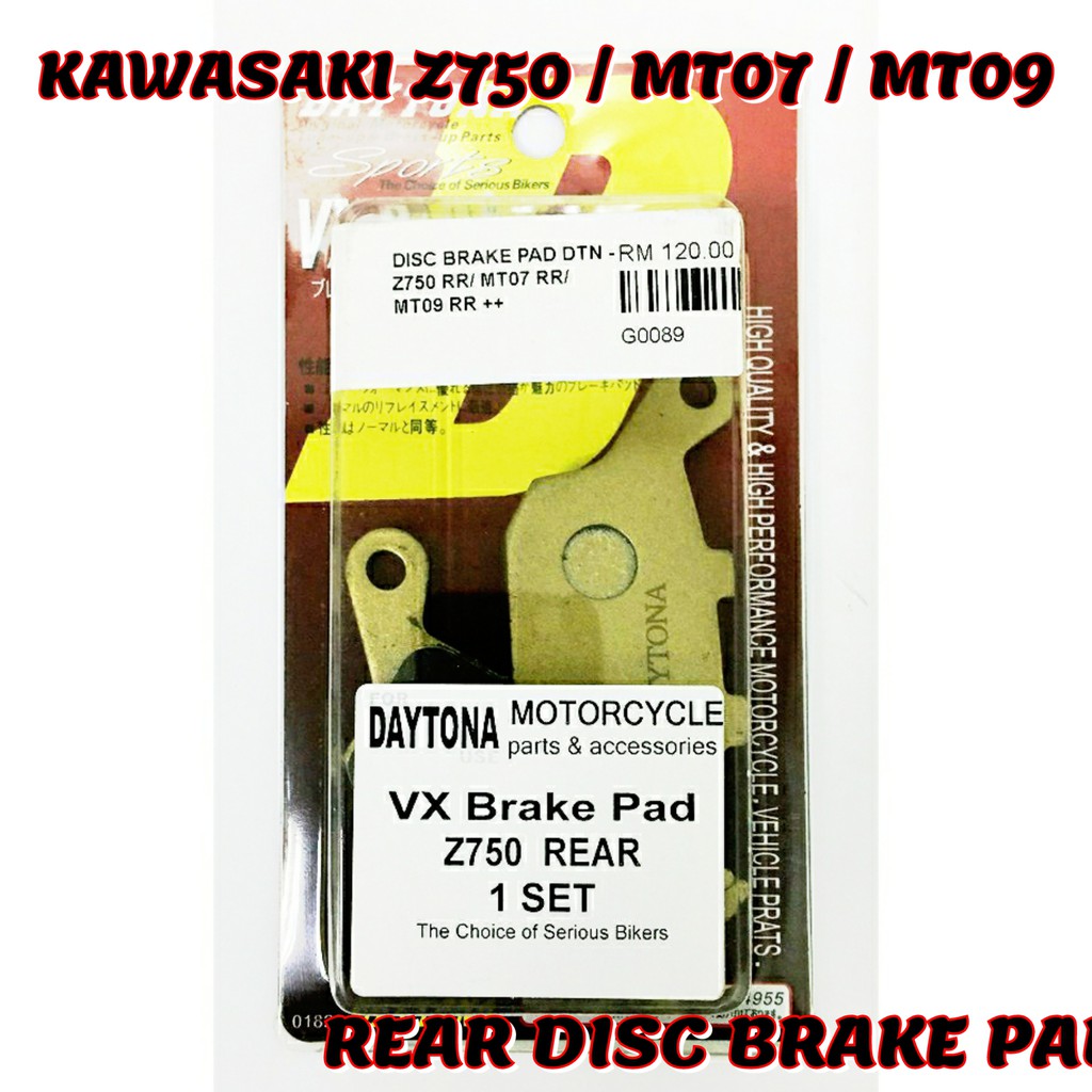 DAYTONA Brand Kawasaki Z750 MT07 MT09 Rear Disc Brake Pad | Shopee Malaysia
