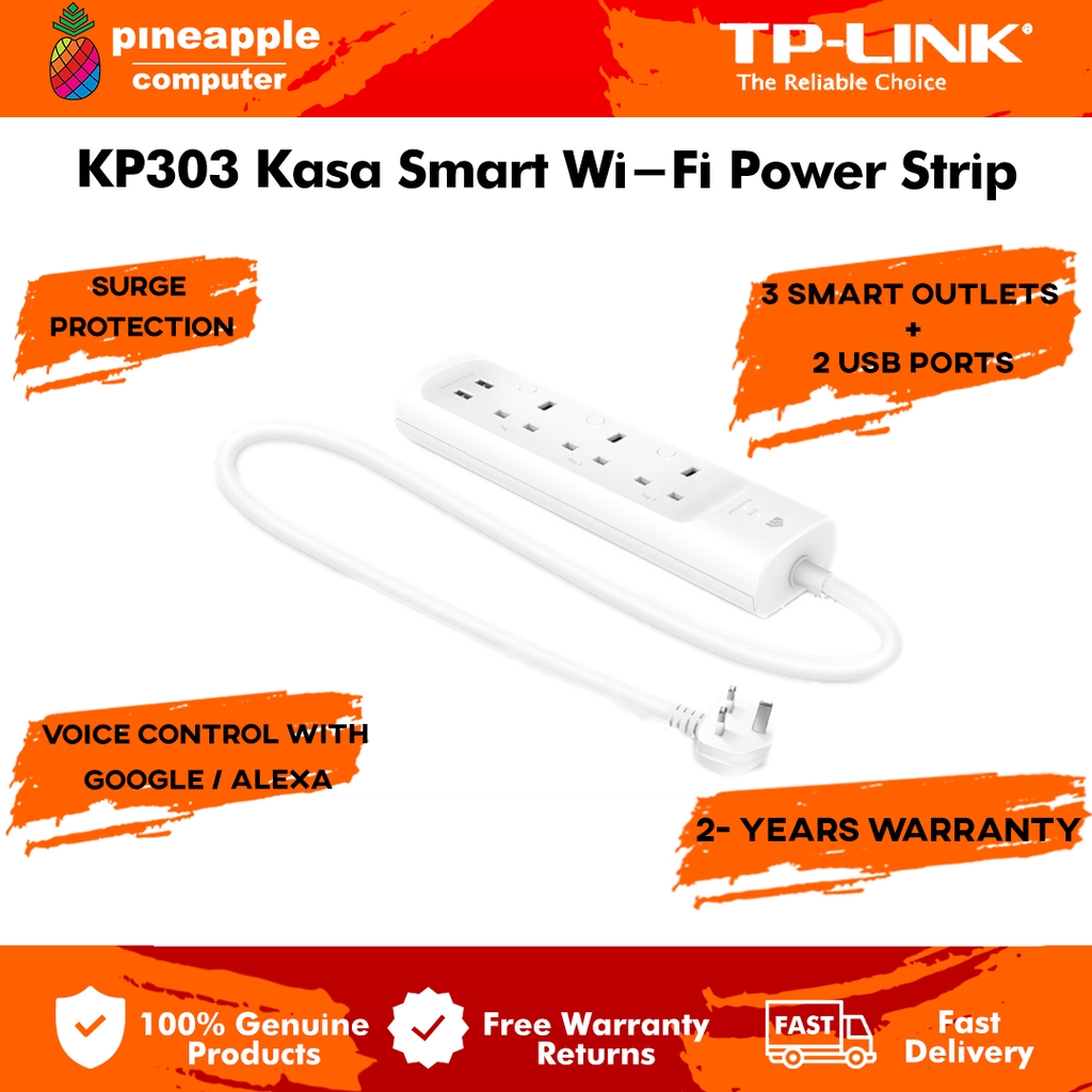 TP-Link KP303 Smart Wi-Fi Power Strip Extension Socket with 3 ETL Surge ...