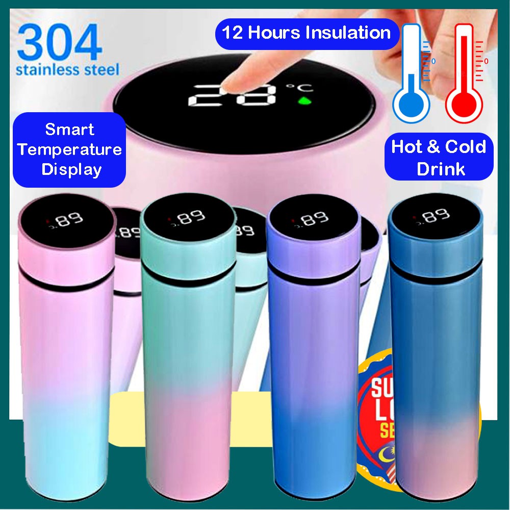 🔥LED THERMOS FLASK BOTTLE🔥 LED Display Cap Botol Minuman Stainless ...