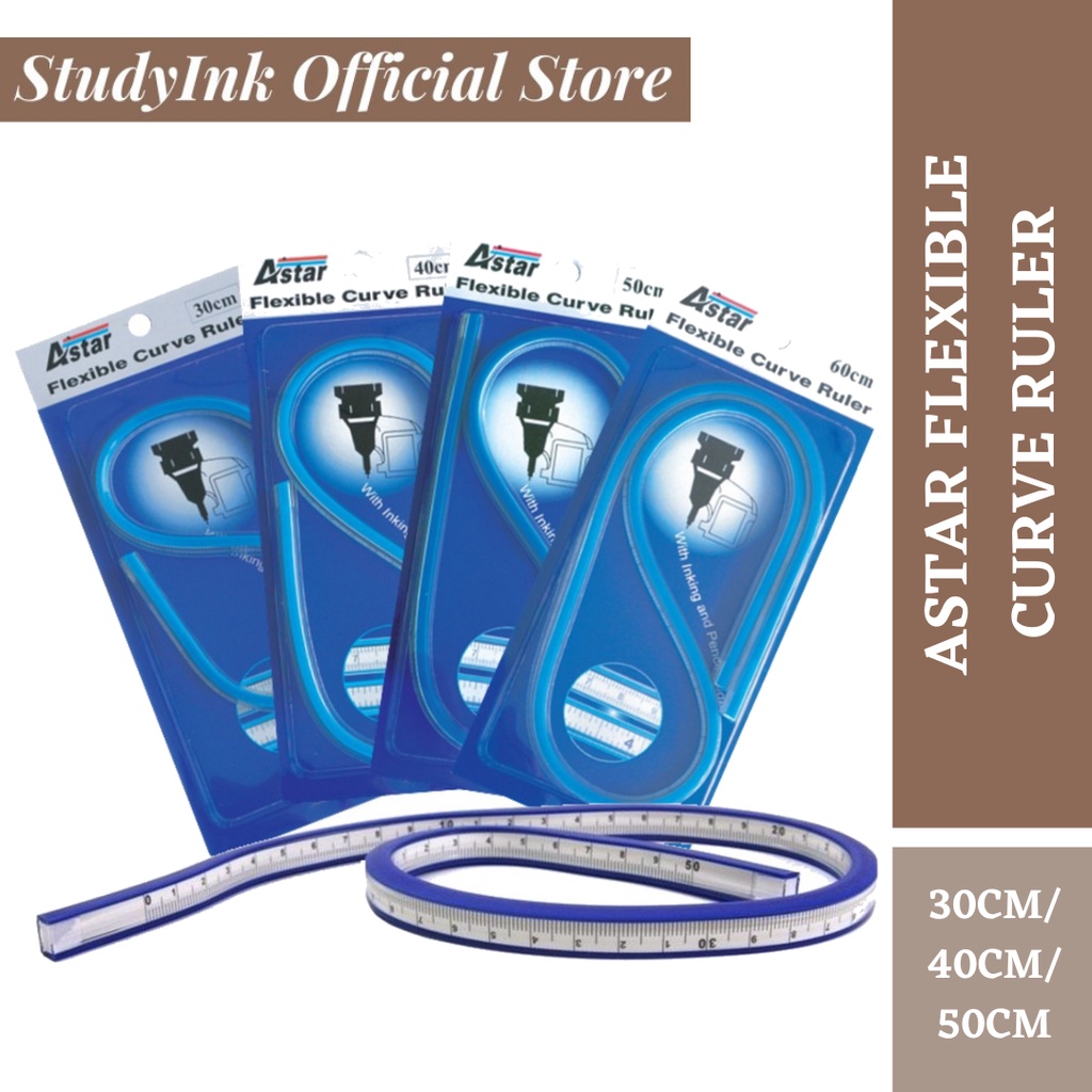 ASTAR FLEXIBLE CURVE RULER WITH INKING AND PENCIL EDGE [30CM/ 40CM ...