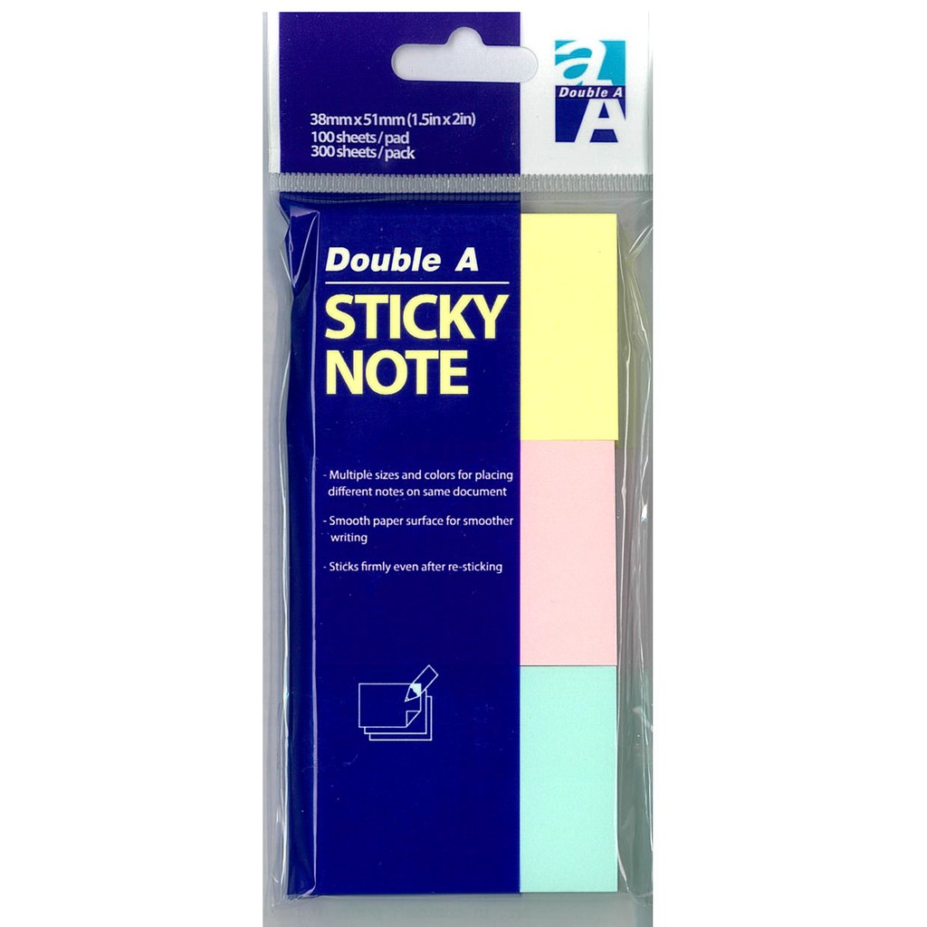 [Corner Study Room] Double A Sticky Notes 3 Colors 300 Sheets 38mm x ...