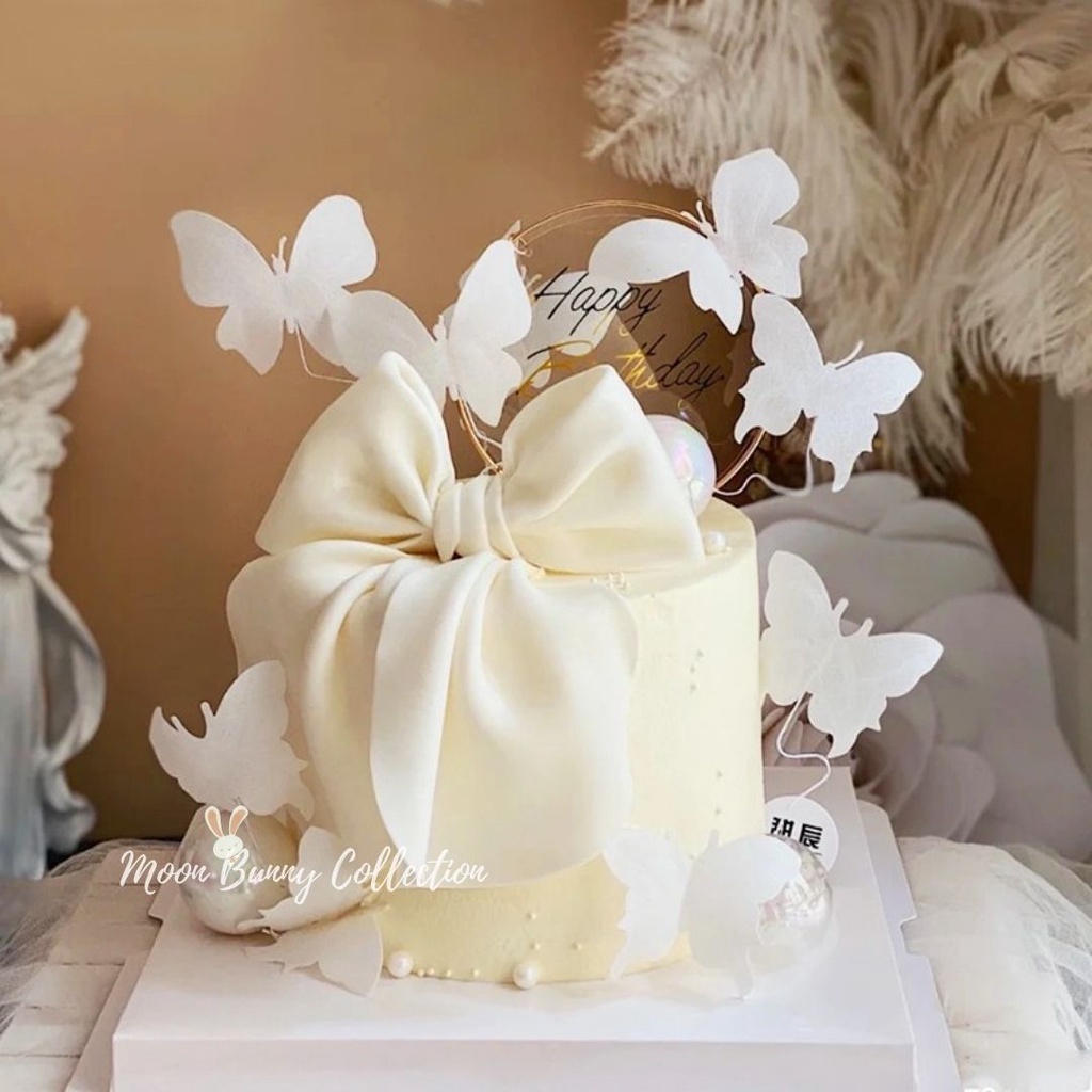 Elegant White Butterfly Cake Decoration White Butterfly Topper Birthday ...